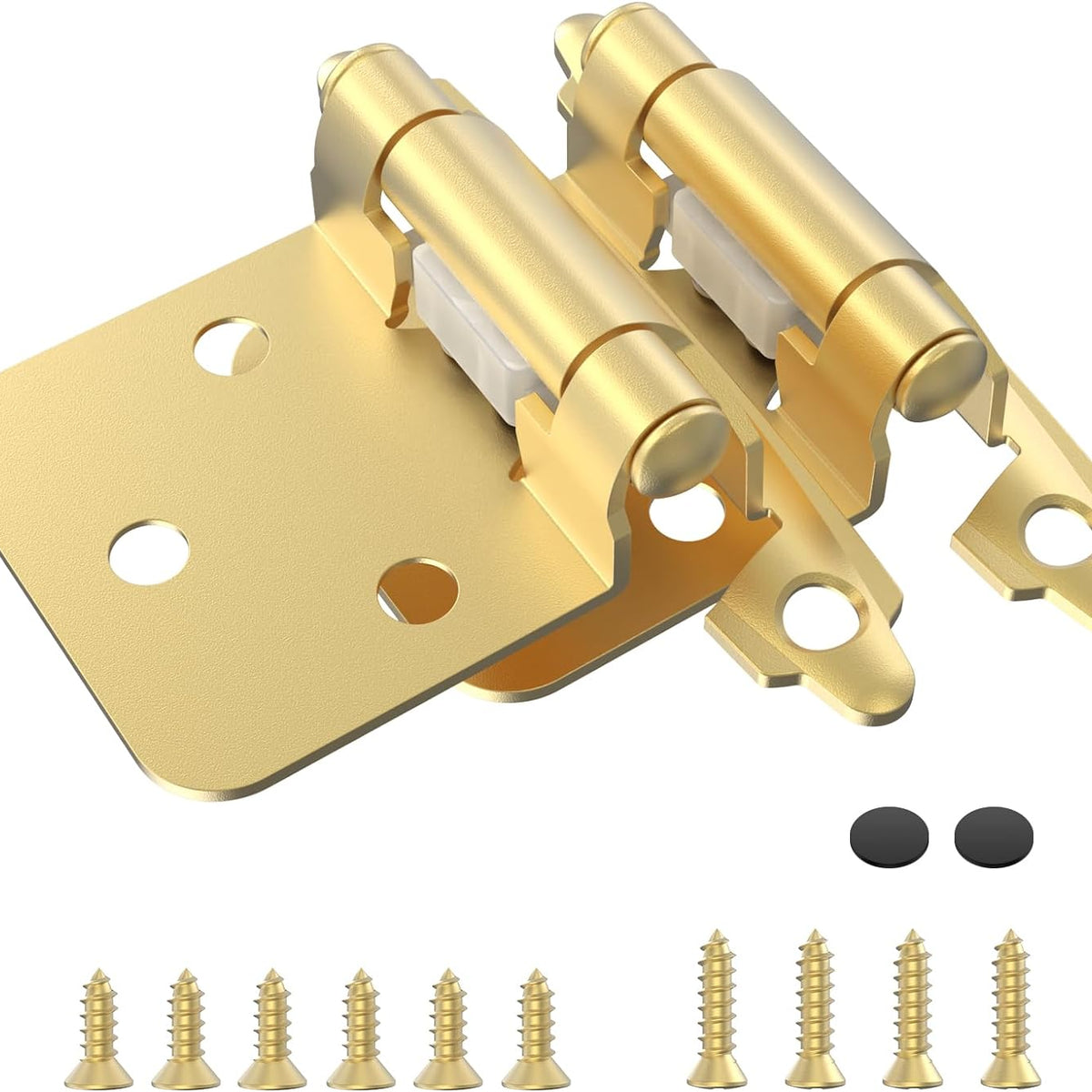Brass Gold 1/2" Overlay Self Closing Flush Mount Hinges with Door Bump ...